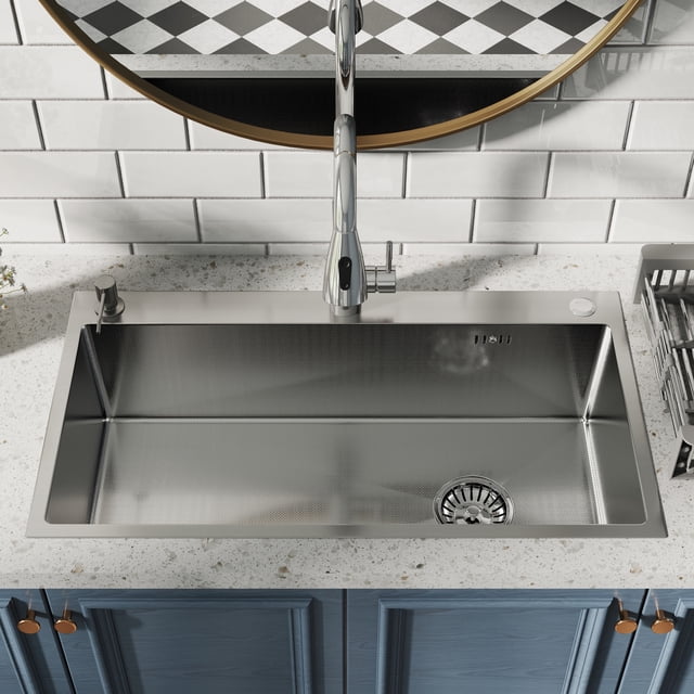 CICIMLU 28x18 Undermount Kitchen Sink Single Bowl Basin Stainless Steel ...