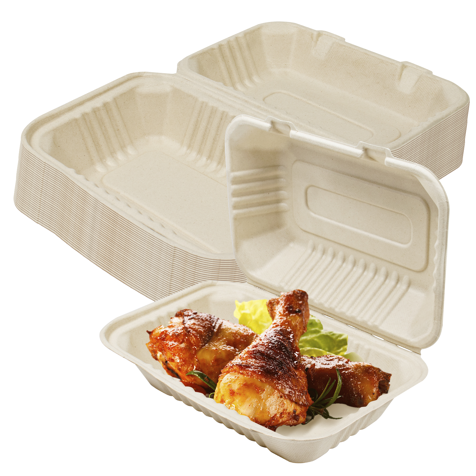 Biodegradable To Go Food Containers, Hinged Disposable Take Away Food Containers Eco Friendly ...