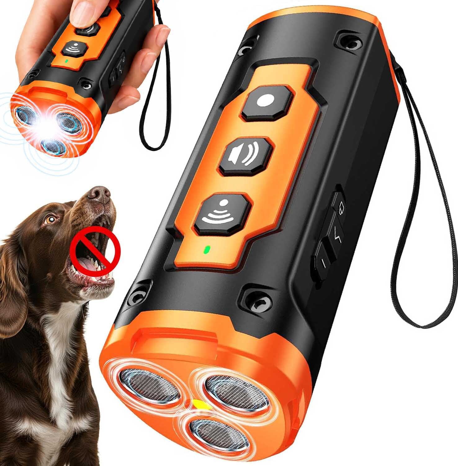 CICPAP Dog Bark Deterrent Device, 3 Sonic Heads Ultrasonic Anti Barking ...