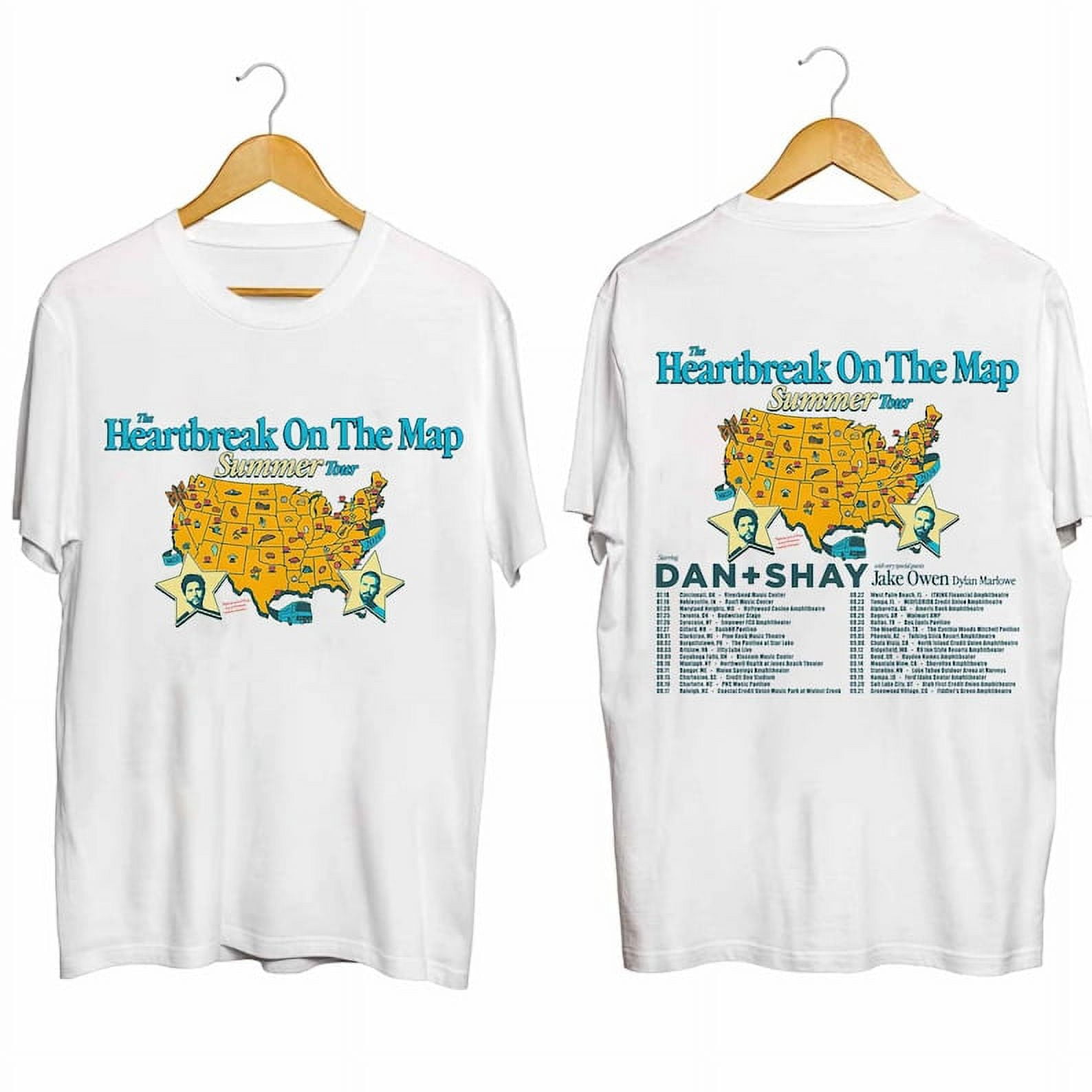 CIEN LUXURY Dan + Shay 2024 Heartbreak on the Map Tour Shirt, Dan ...