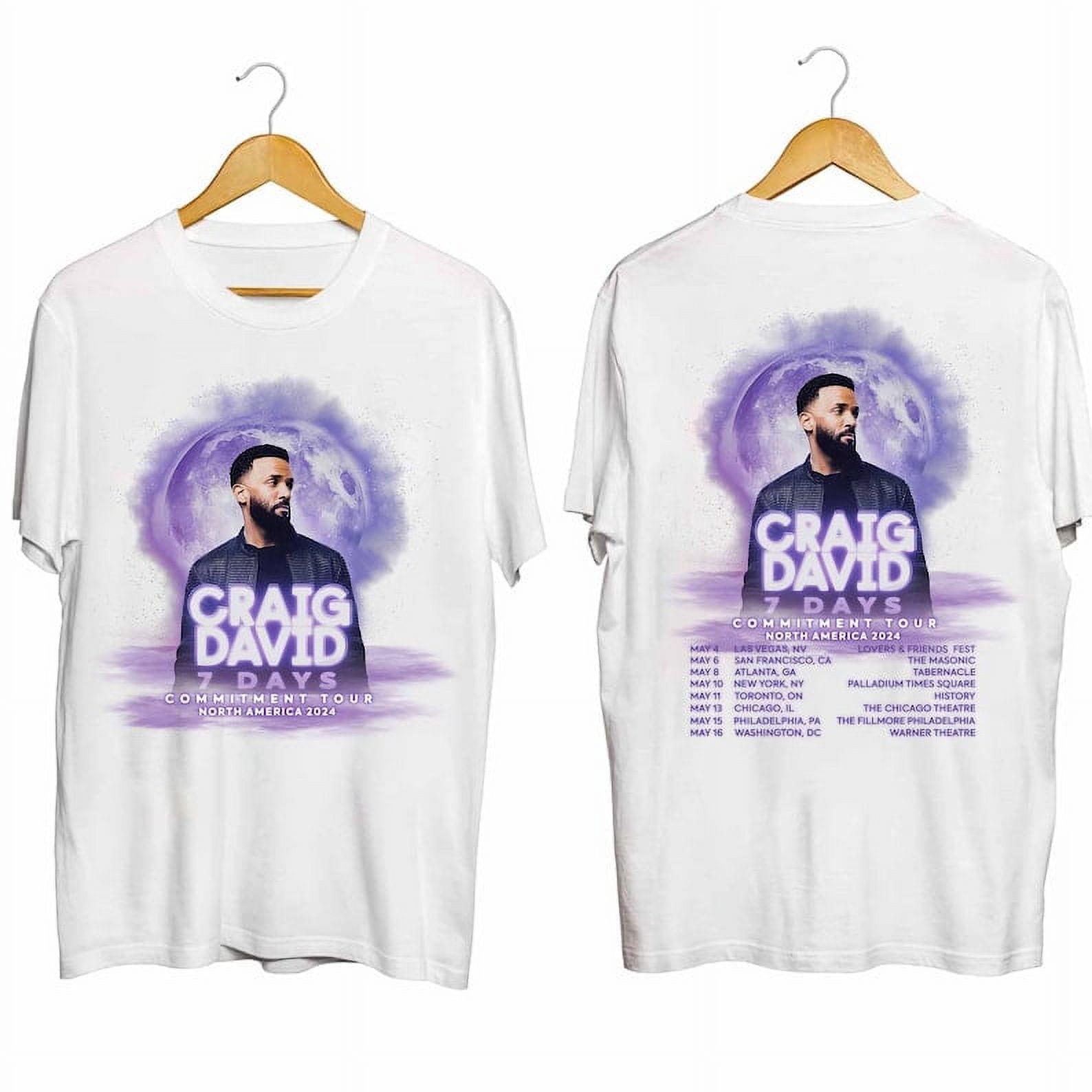 CIEN TWOSIDE, 100% cotton, Craig David - 7 Days Commitment Tour 2024 Shirt, Craig David Fan ...