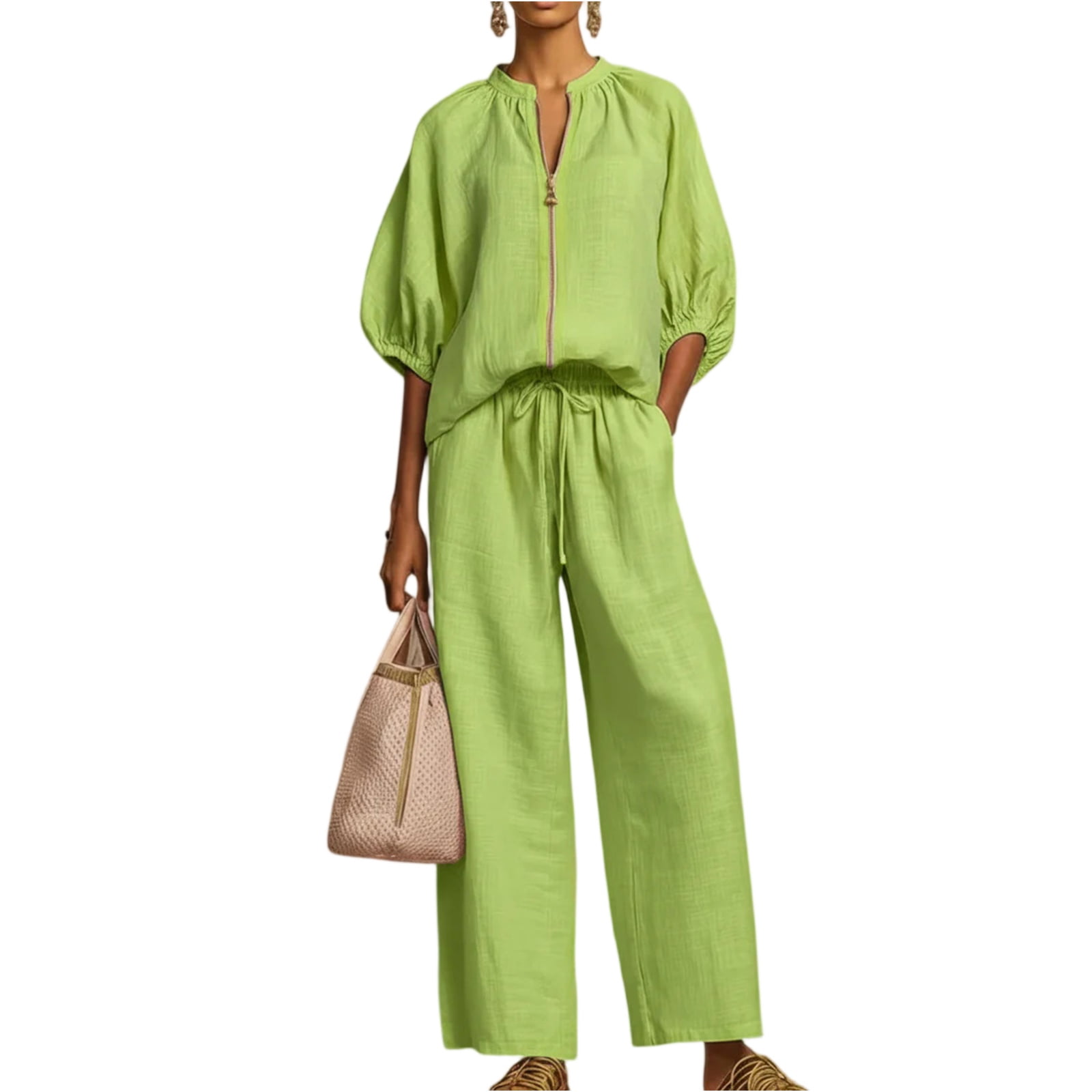 CIENVNSTG 2 Piece Outfits for Women Casual Lounge Sets Elbow Length ...