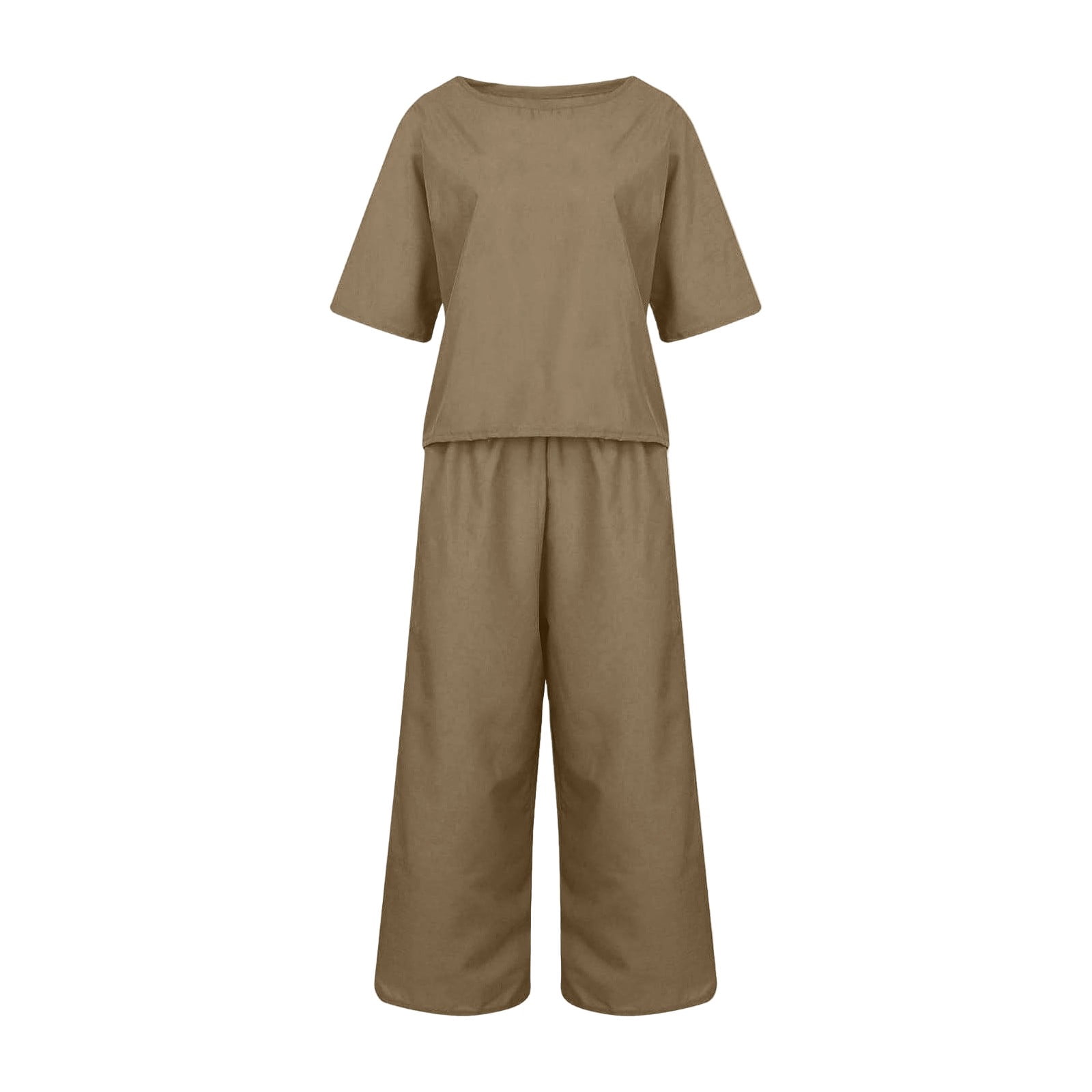 CIENVNSTG 2 Piece Pajamas for Women Set Summer Solid Color Short Sleeve ...