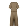 CIENVNSTG 2 Piece Pajamas for Women Set Summer Solid Color Short Sleeve ...