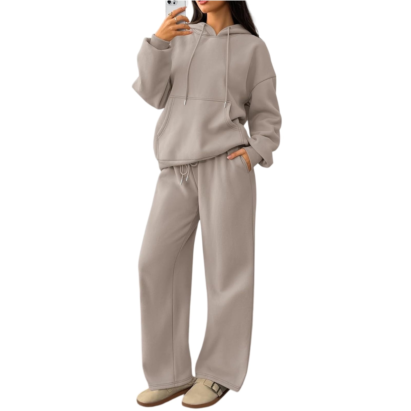 CIENVNSTG 2 Piece Set Plus Size Fall Fashion Matching Sweatsuits ...