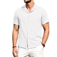 CIENVNSTG Camp Collar Faux Linen Shirt for Men Short Sleeve Button Down ...
