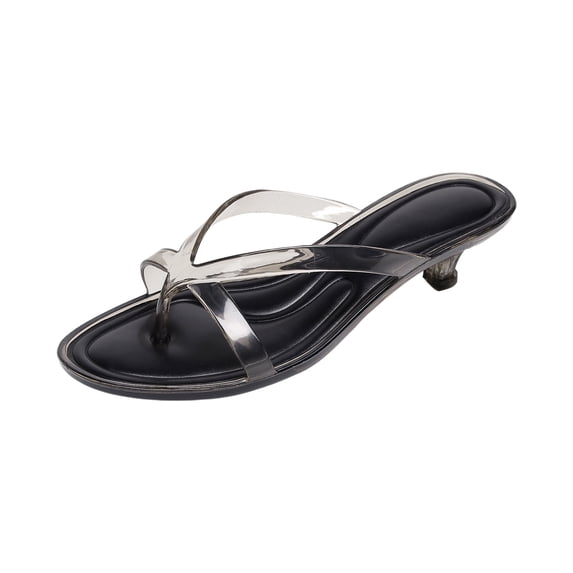 CIENVNSTG Clear Transparent Square Toe Thong Sandals for Women Kitten ...