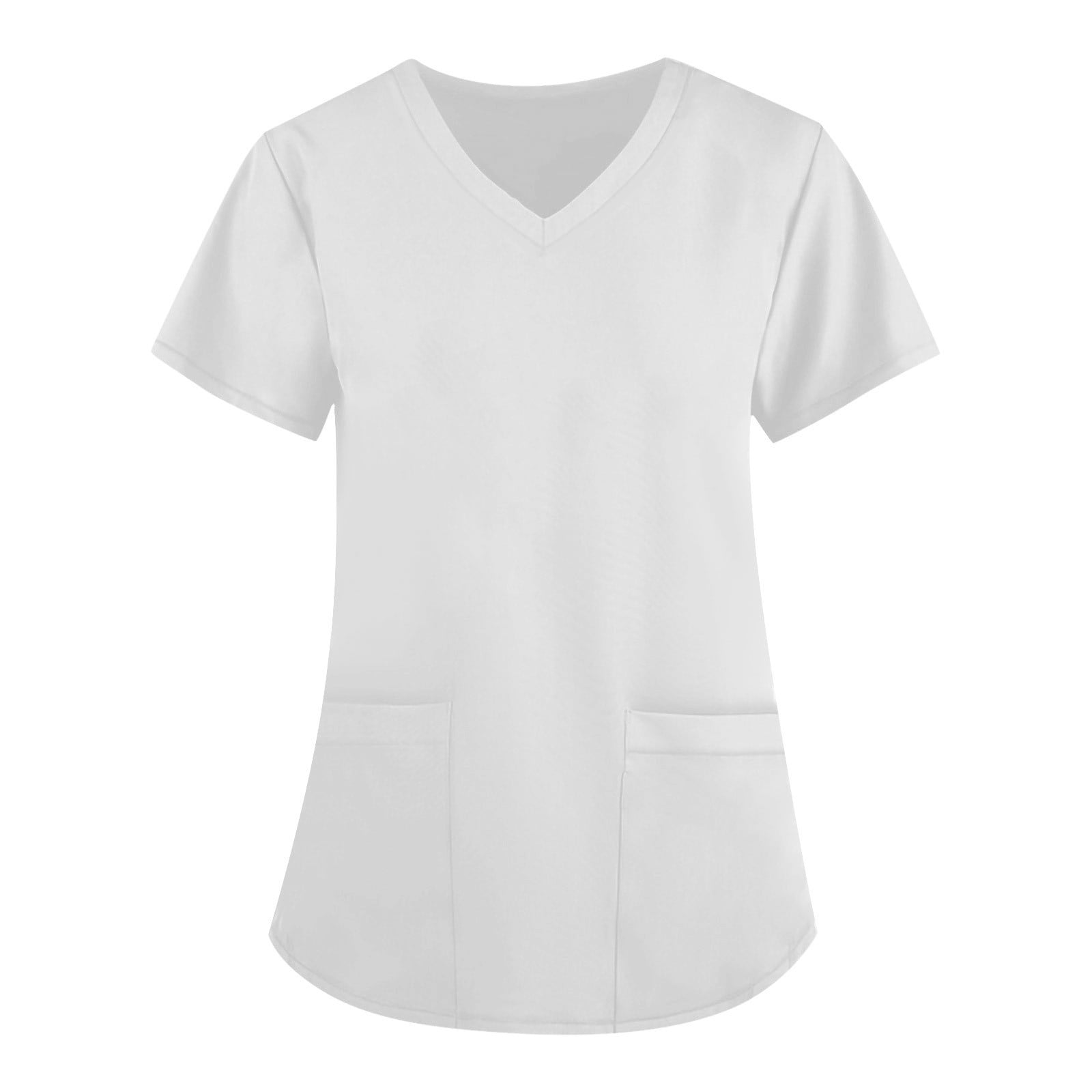 CIENVNSTG Custom Print V Neck Double Pocket Scrub Top Breathable ...