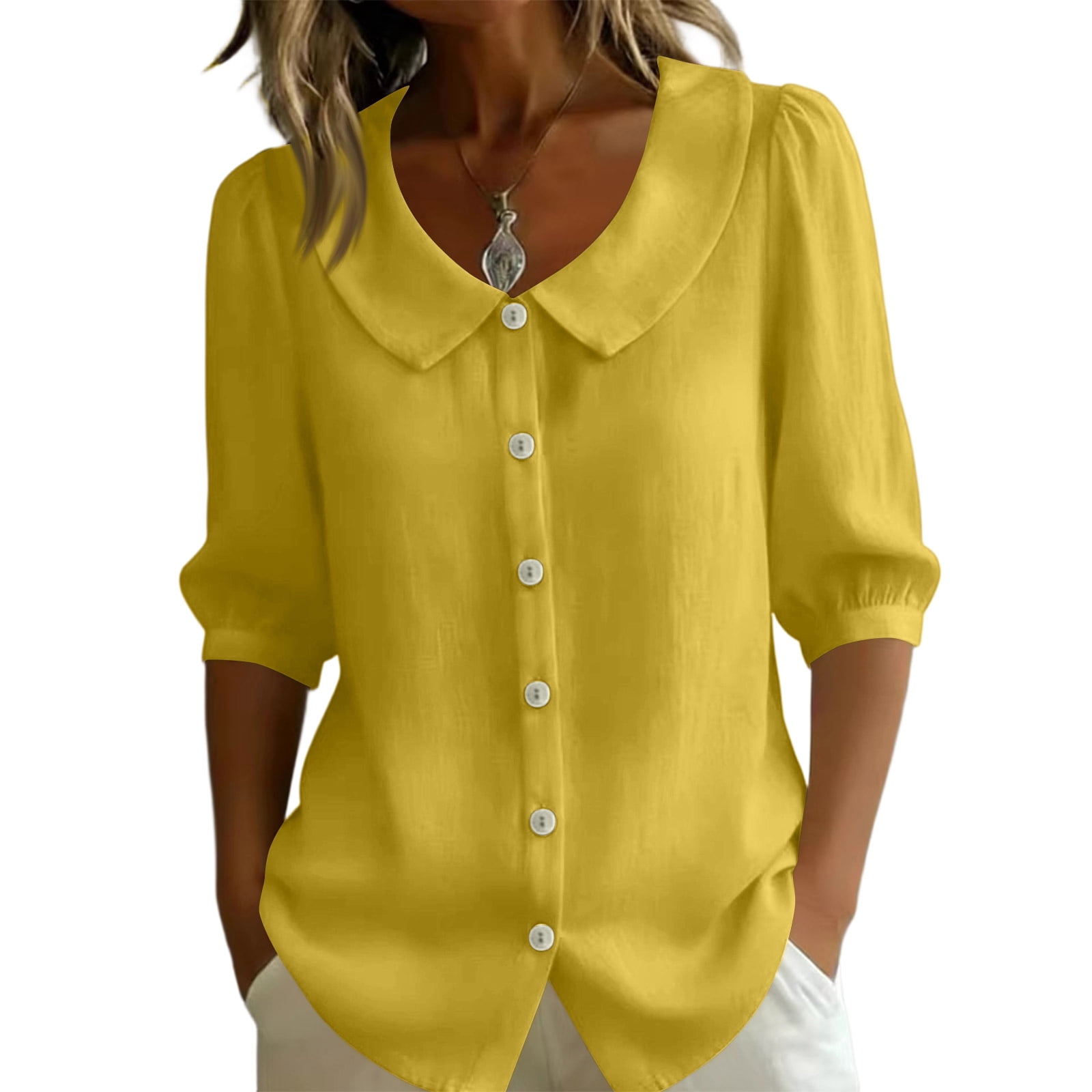 CIENVNSTG Daily Versatile Casual Basic Apparel For Women Cotton Linen ...