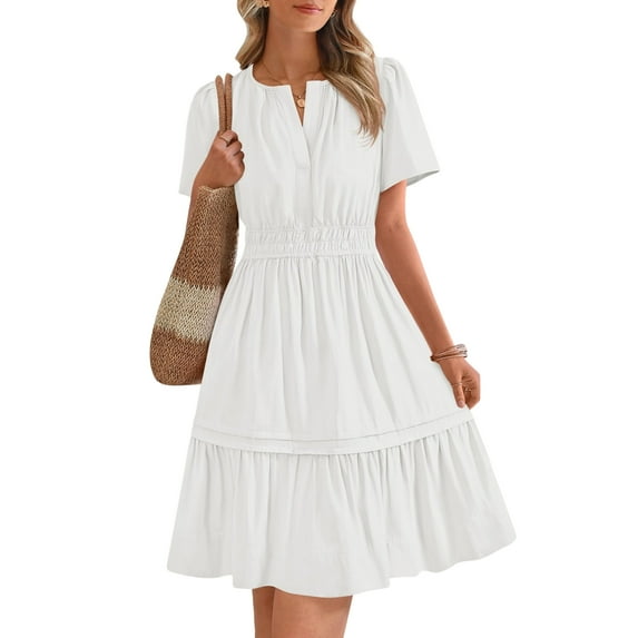 CIENVNSTG Fashion Casual Solid-color Dress Party Dress Spring Summer ...