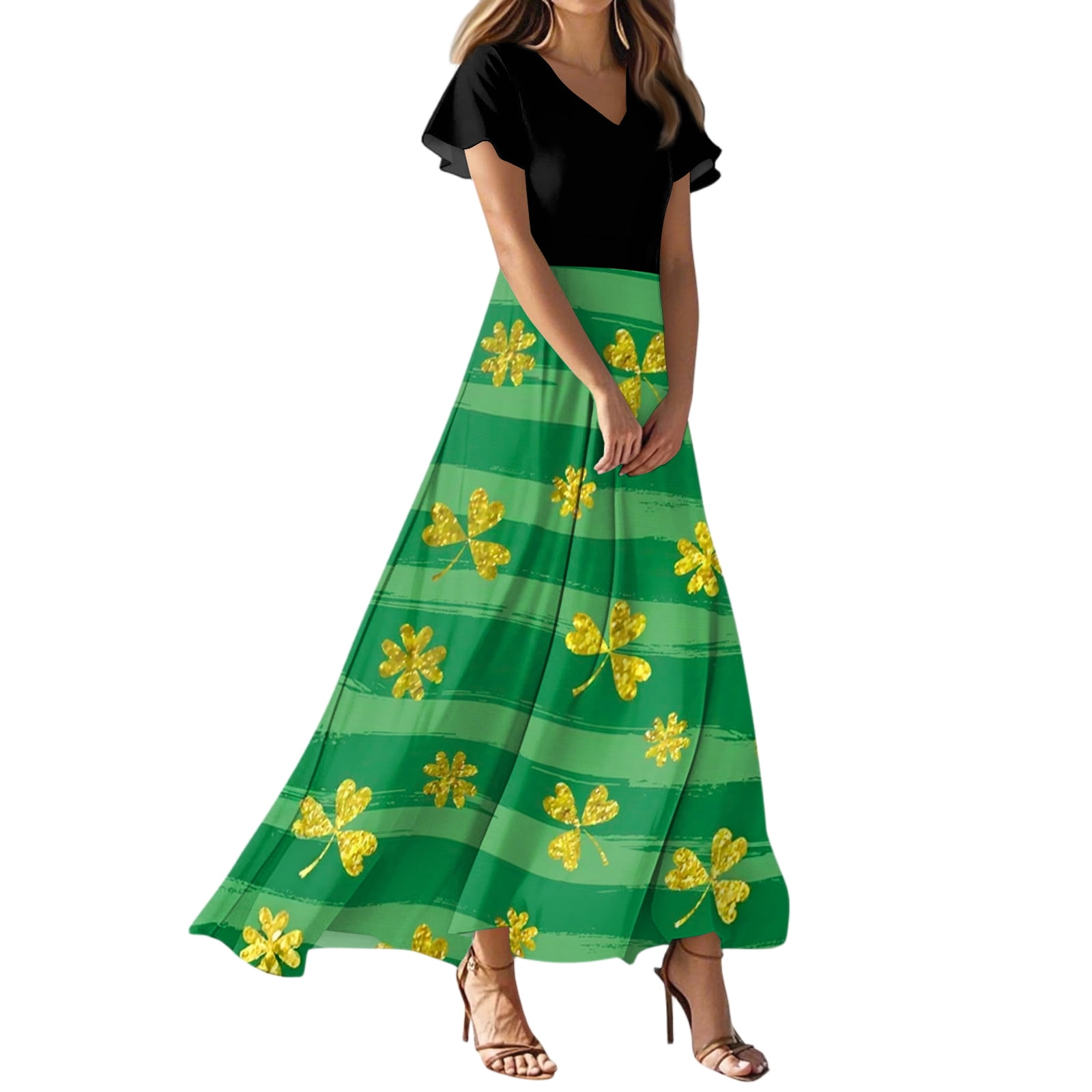 CIENVNSTG Fashionable St.Patrick's Day Print Slim Fit Long Sleeve Party ...