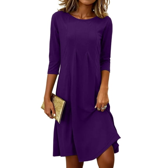 CIENVNSTG Long Sleeve T Shirt Dresses Casual Loose Swing Dress Woman ...