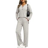 CIENVNSTG Lounge Sets for Women 2 Piece V Neck Button Matching ...