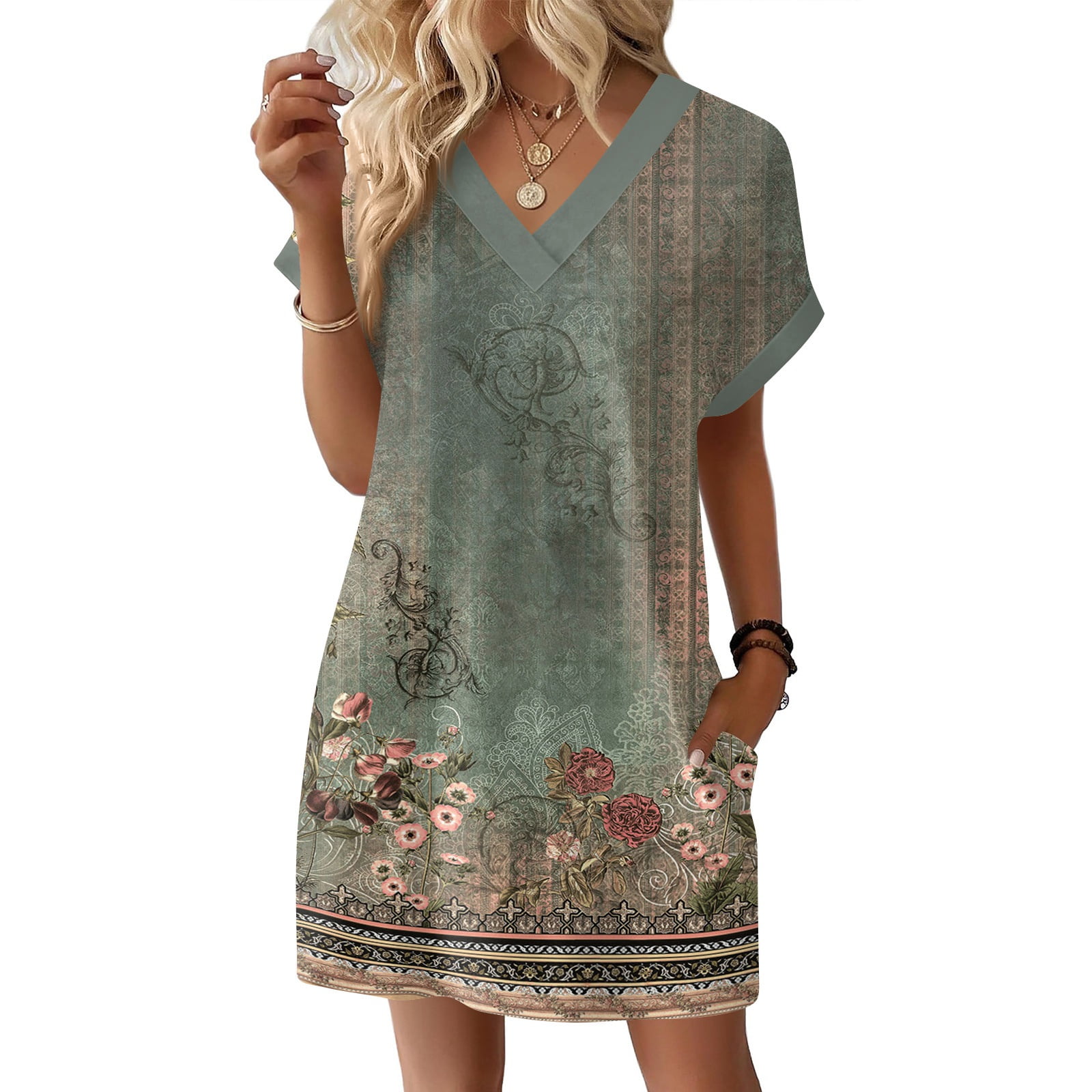 CIENVNSTG Maxi Dress for Women A-Line Spring Breathable Holiday Dress ...