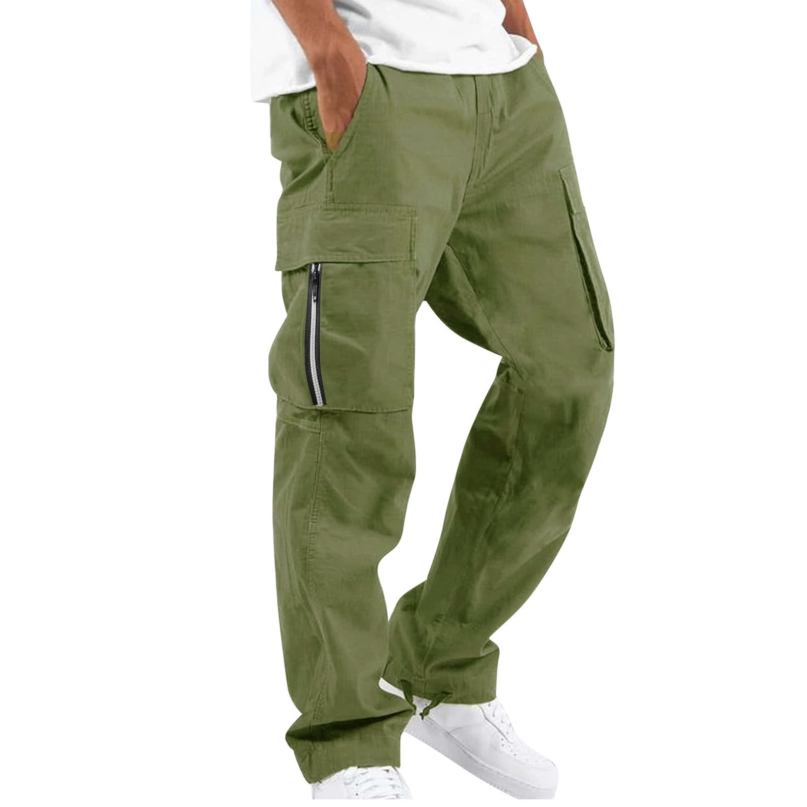 CIENVNSTG Men Casual Solid Multiple Pockets Outdoor Straight Type ...
