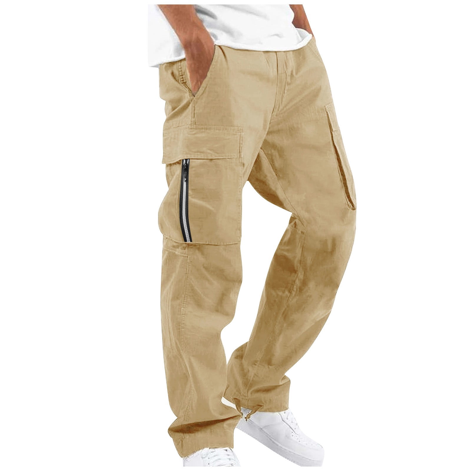 CIENVNSTG Men Casual Solid Multiple Pockets Outdoor Straight Type ...