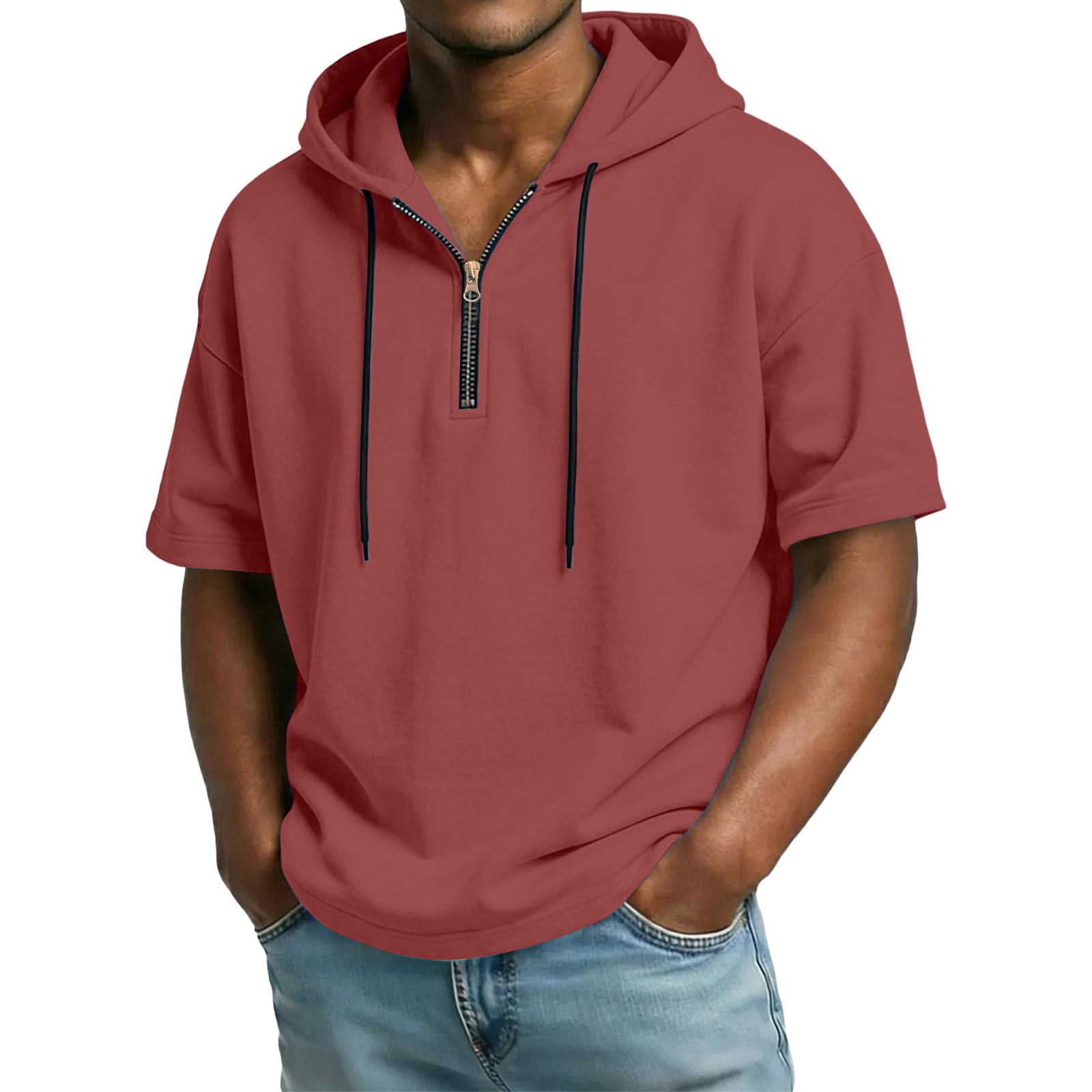 CIENVNSTG Men's Golf Shirts Short Sleeve Casual Hoodies Sports Half Zip ...