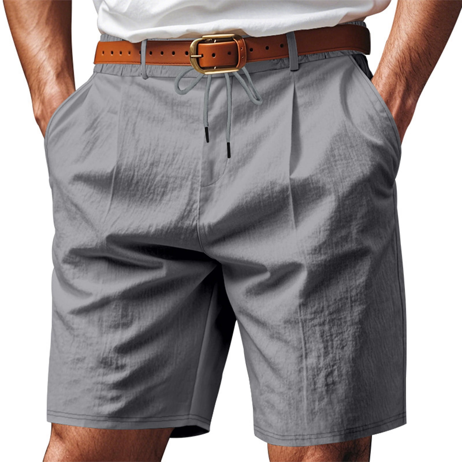 CIENVNSTG Men's Linen-Textured Quick-Dry Shorts Drawstring Waist ...