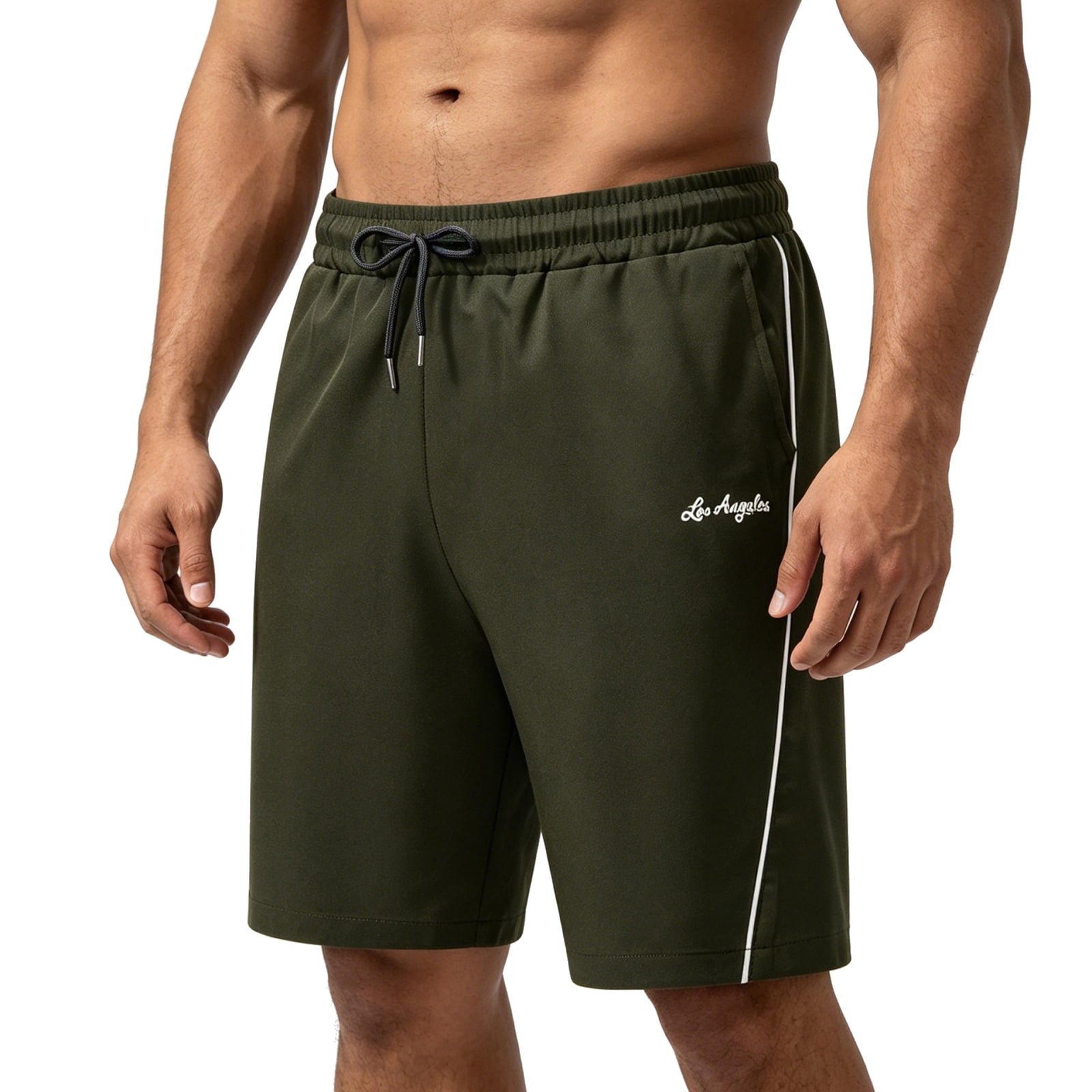 CIENVNSTG Men's Quick-Dry Athletic Shorts Side Stripe Drawstring Waist ...