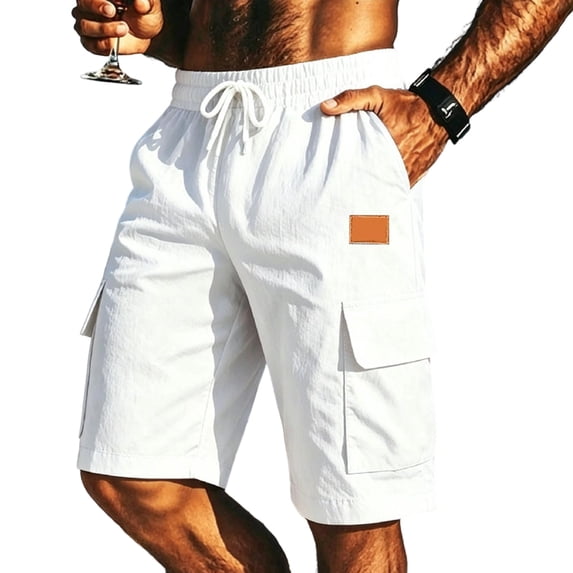 CIENVNSTG Men's Quick-Drying Cargo Shorts Elastic Waist Drawstring ...