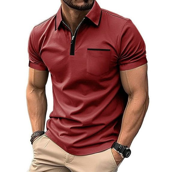 CIENVNSTG Men's Short Sleeve T Shirts Solid Color Polo Shirt Breathable ...