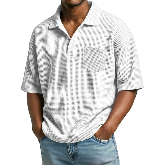 CIENVNSTG Men's Tshirts Casual Short Sleeve Shirt Pure Color Collar ...