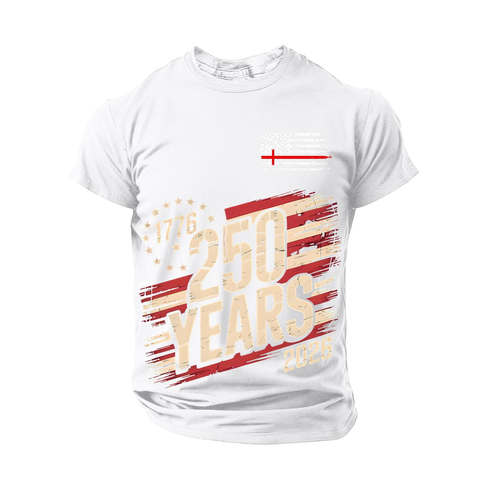 CIENVNSTG Men's USA 250th Anniversary Short Sleeve Crewneck T Shirt ...