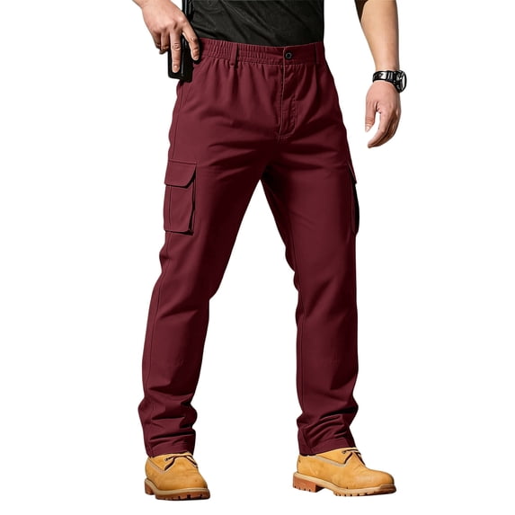 CIENVNSTG Mens Casual Outdoor Work Cargo Pants Solid Plain Multi‑Pocket ...