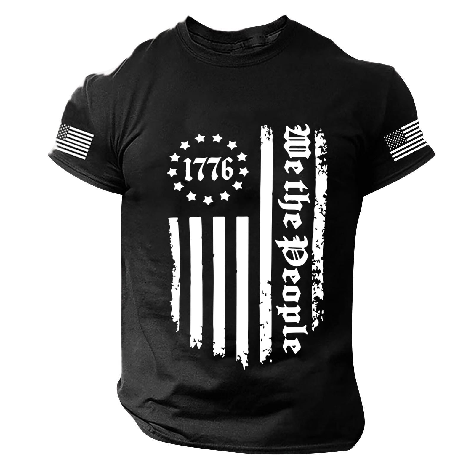 CIENVNSTG Mens Muscle Fit T Shirts Patriotic Distressed USA Flag Design ...