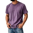 CIENVNSTG Mens Summer Vintage Washed T‑Shirt Oversized Loose‑Fit Solid ...