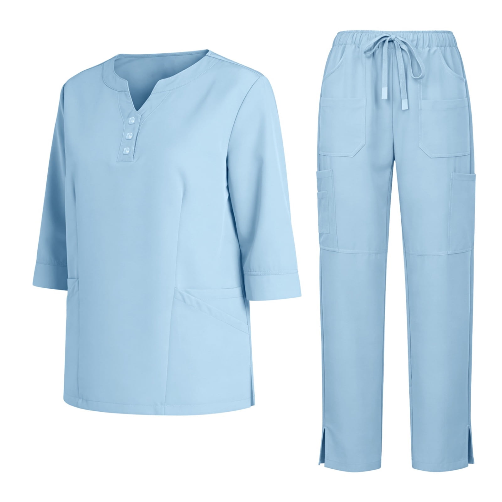 CIENVNSTG Nurse Uniforms Set for Women Summer V Neck Short Sleeve Scrub ...