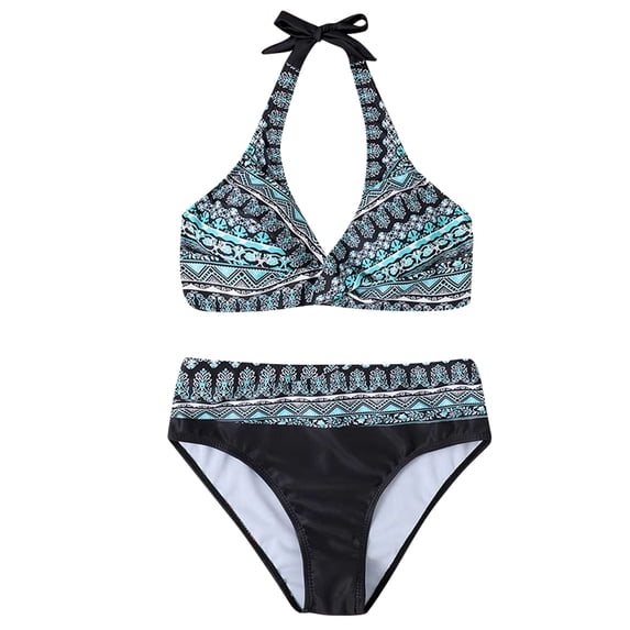 CIENVNSTG Plus Size Women's Two Piece Halter Bikini with Padded Cups ...