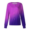 CIENVNSTG Scrub Jacket for Women Button Front Round Neck Long Sleeve ...