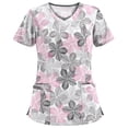 CIENVNSTG Scrub Tops for Women Printed V Neck Short Sleeve Shirts with ...