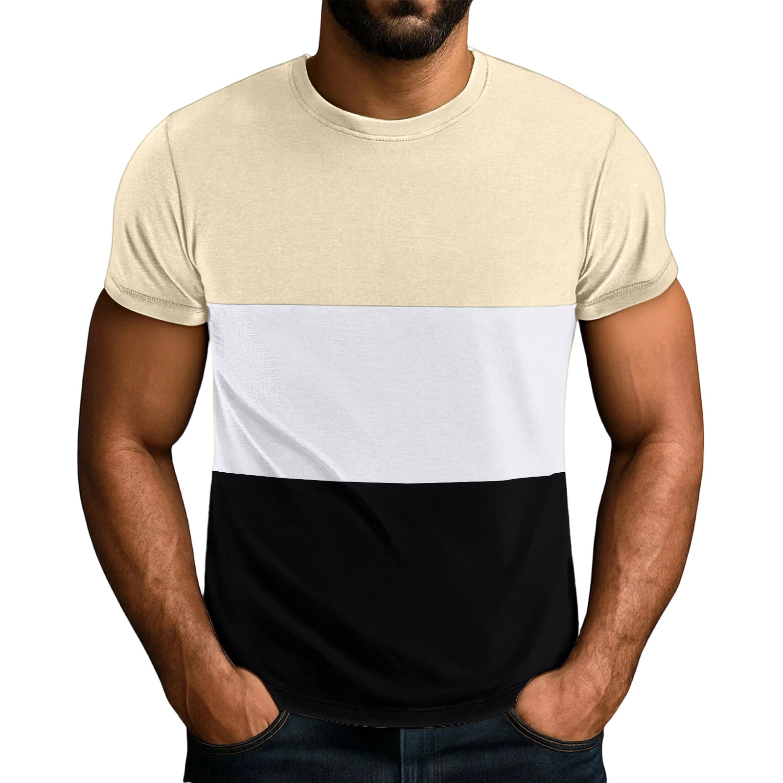 CIENVNSTG Simple Men's T-Shirt Stripe 3d Print Street T Shirt For Men ...