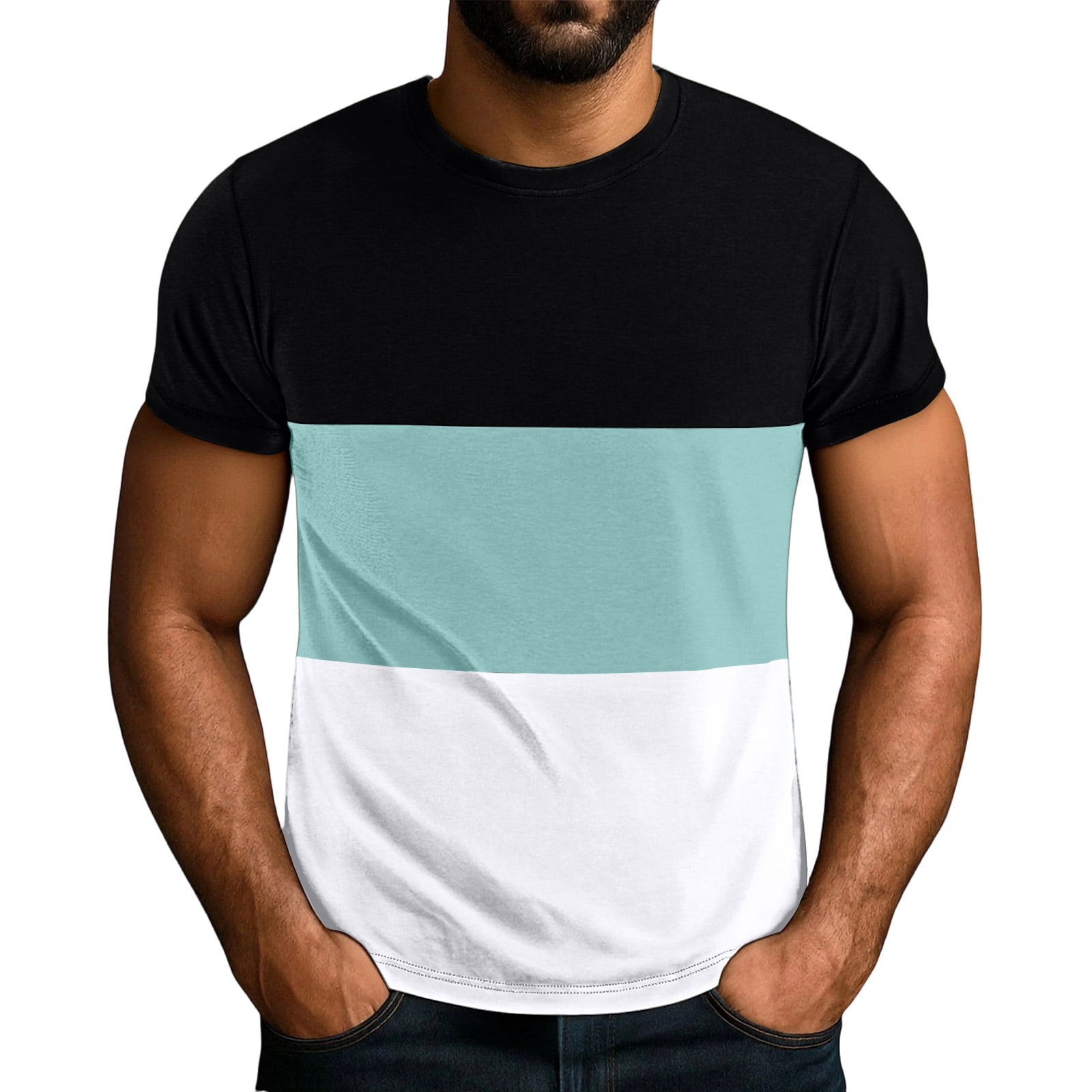 CIENVNSTG Simple Men's T-Shirt Stripe 3d Print Street T Shirt For Men ...