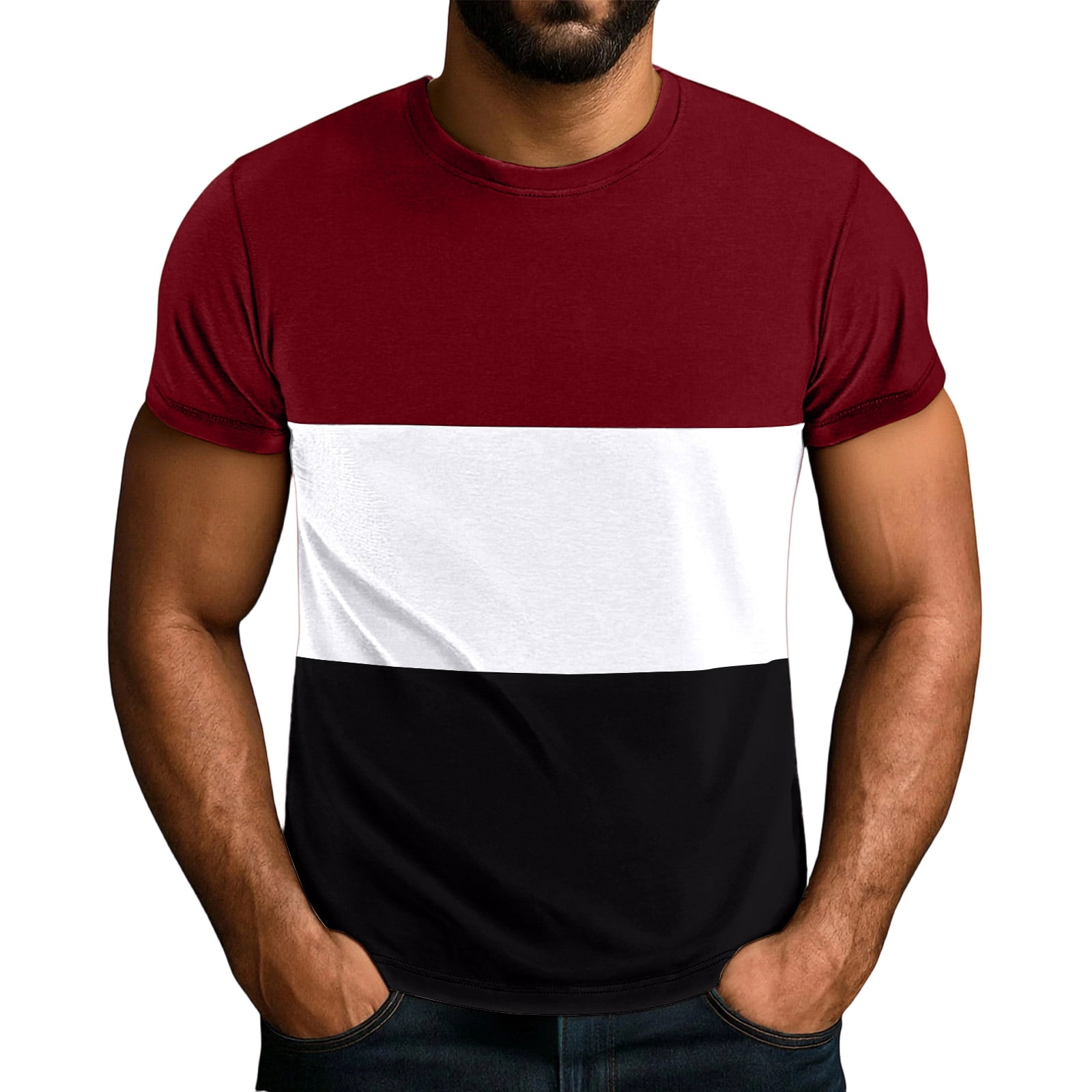 CIENVNSTG Simple Men's T-Shirt Stripe 3d Print Street T Shirt For Men ...