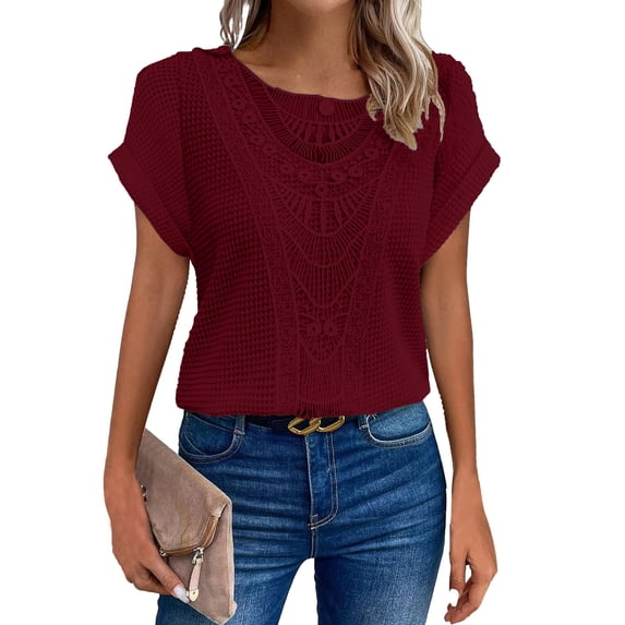 CIENVNSTG Soft Casual Fashion Solid Color Blouses For Women Summer ...