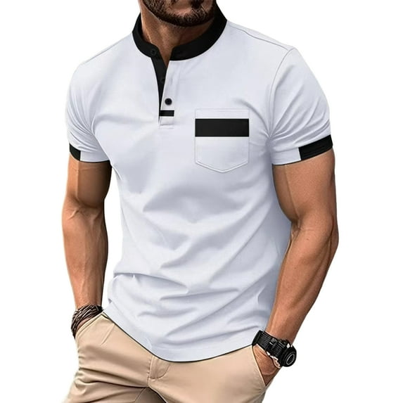 CIENVNSTG Summer Men's Short Sleeve T Shirts Solid Color Polo Shirt ...