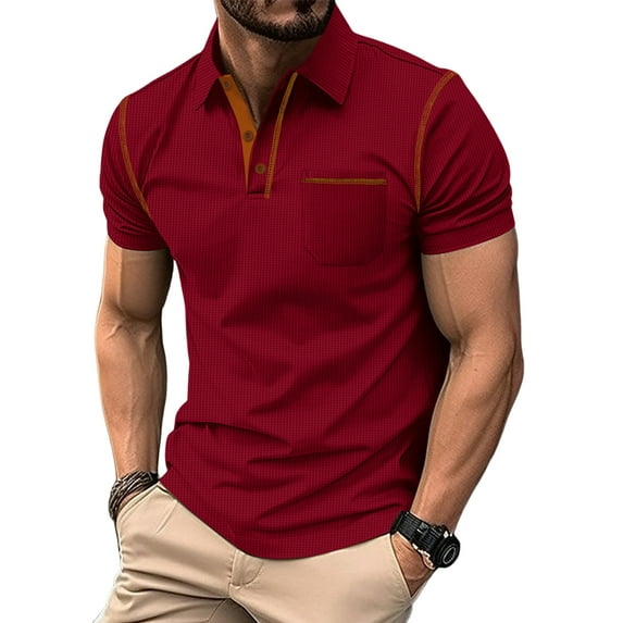 CIENVNSTG Summer Men's Short Sleeved Polo Shirt New Pocket Lapel T ...