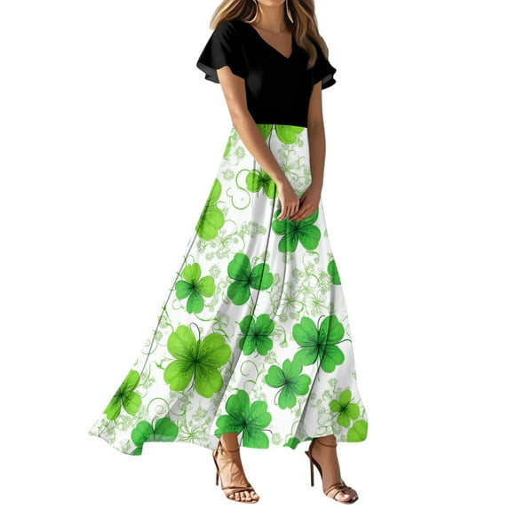 CIENVNSTG Summer St.Patrick's Day Dresses 3D Print Clover Fashion Basic ...