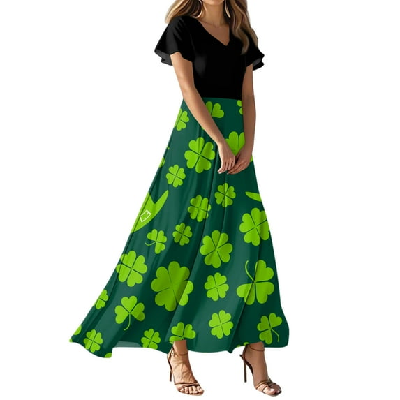 CIENVNSTG Summer St.Patrick's Day Dresses 3D Print Clover Fashion Basic ...
