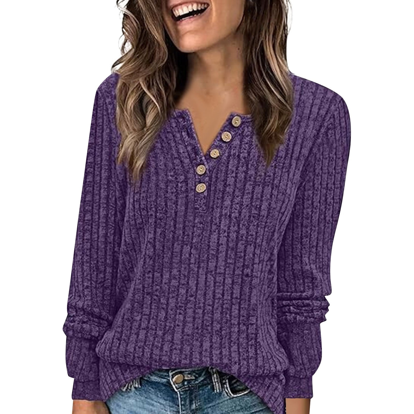 CIENVNSTG Sweater for Women Fall Winter Clothing Long Sleeve Button ...