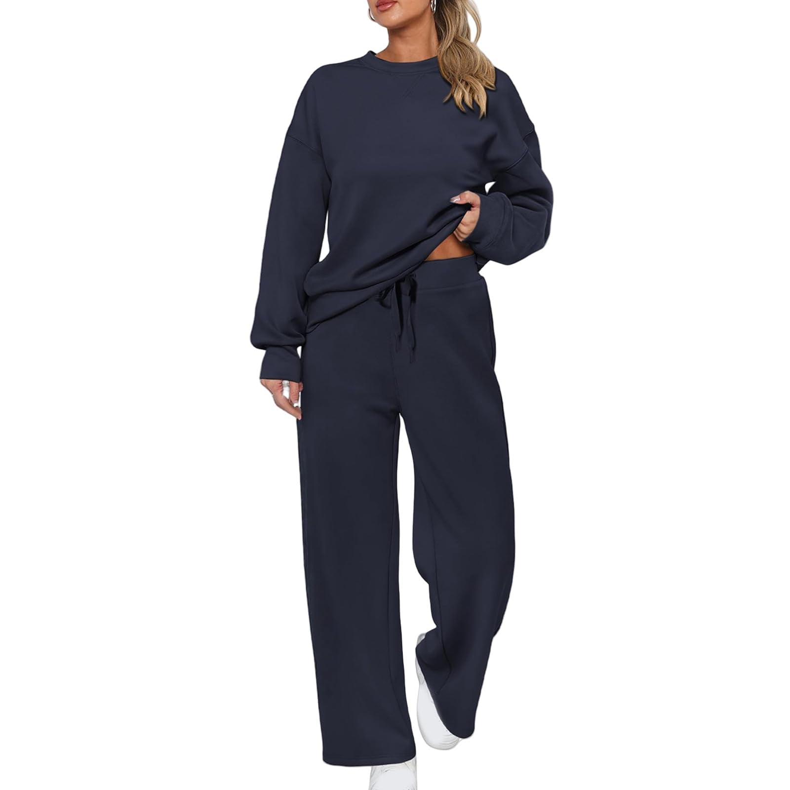 CIENVNSTG Sweatsuits Women 2 Piece Set Solid Color Matching Lounge Sets ...