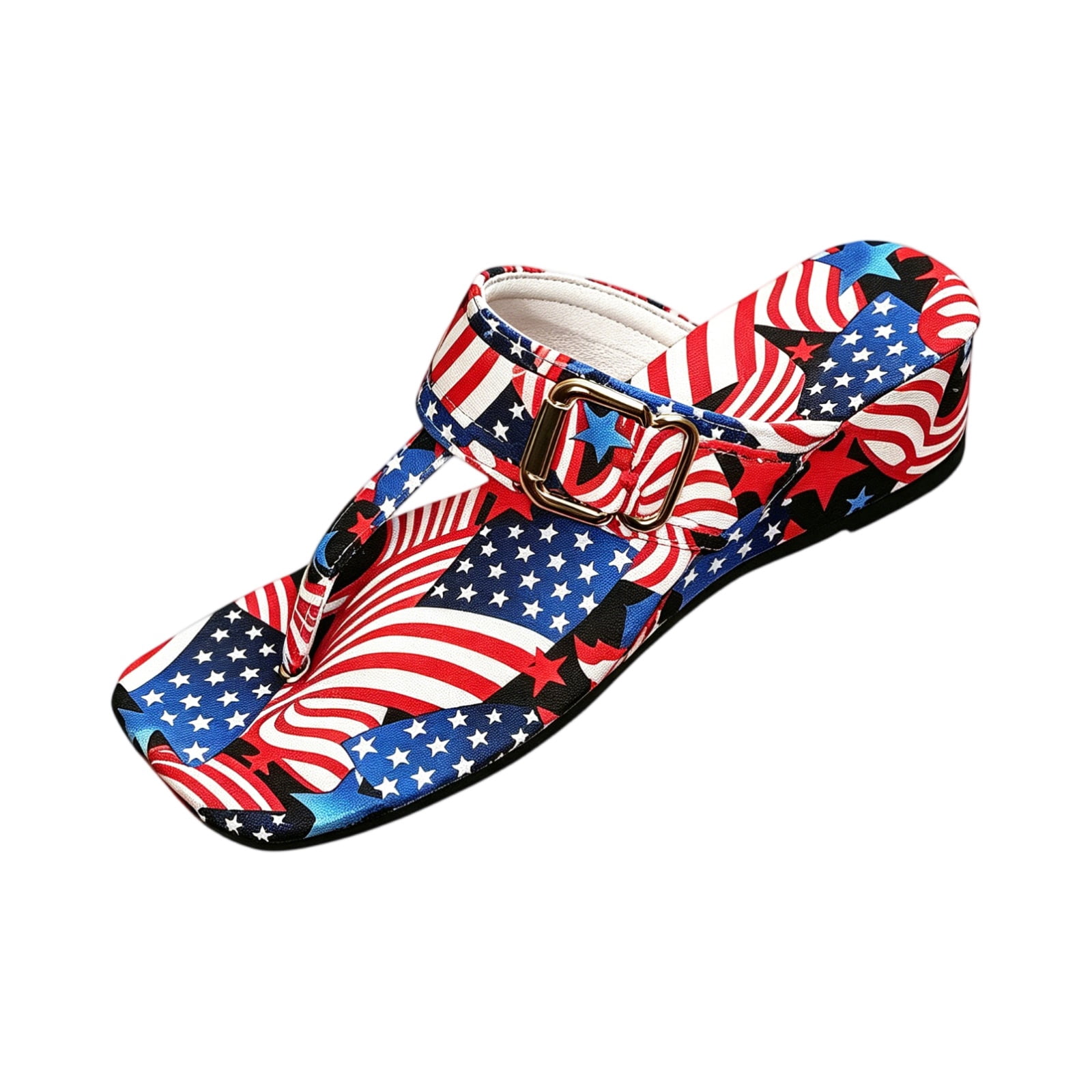 CIENVNSTG USA Flag Print Independence Day Theme Backless Slip On Mule ...