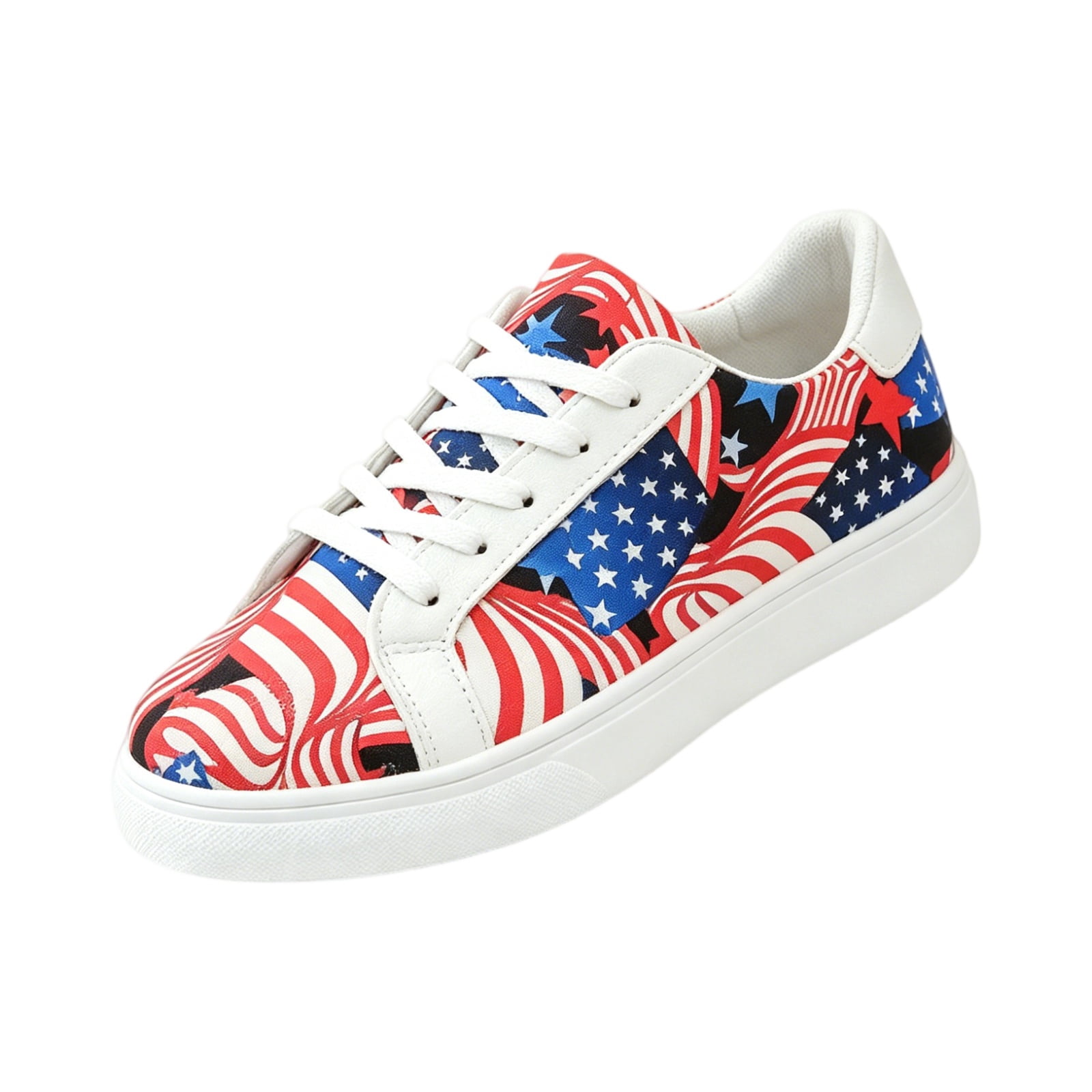 CIENVNSTG USA Flag Print Independence Day Theme Lace Up Low Top ...