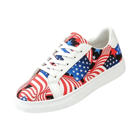 CIENVNSTG USA Flag Print Independence Day Theme Lace Up Low Top ...