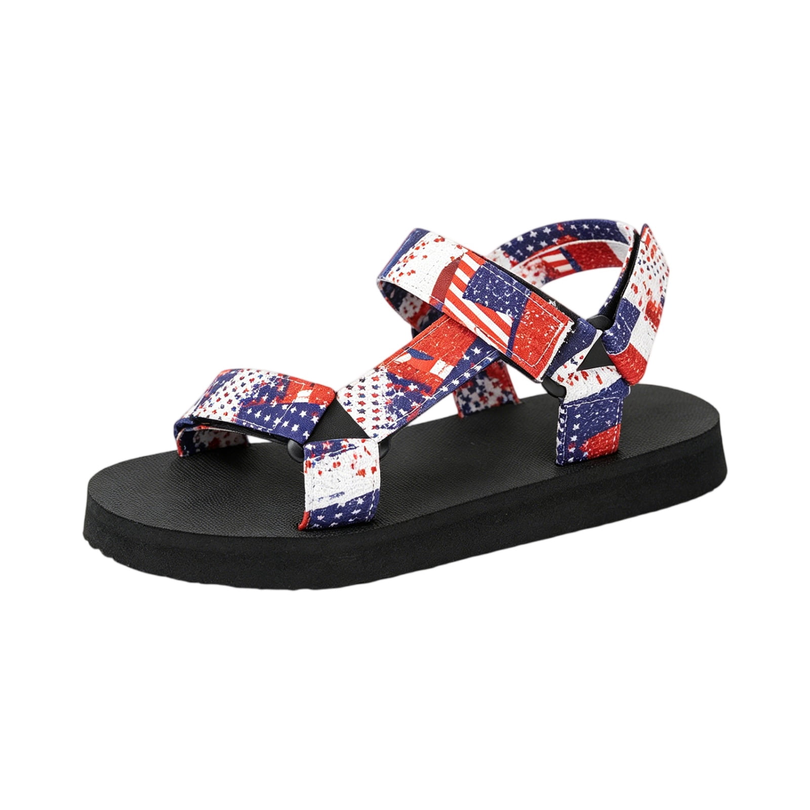 CIENVNSTG USA Flag Print Open Toe Sandals for Women Independence Day ...