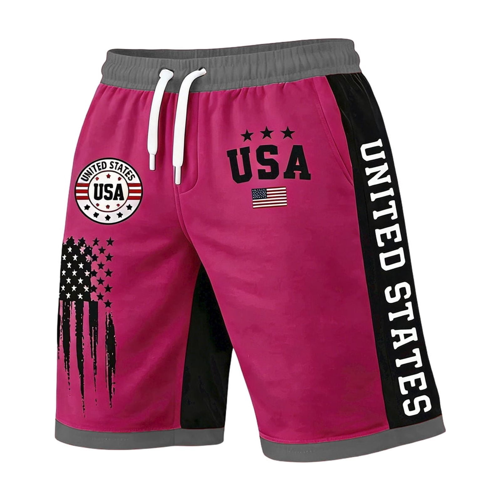 CIENVNSTG USA Patriotic Graphic Shorts for Men Drawstring Waist Color ...