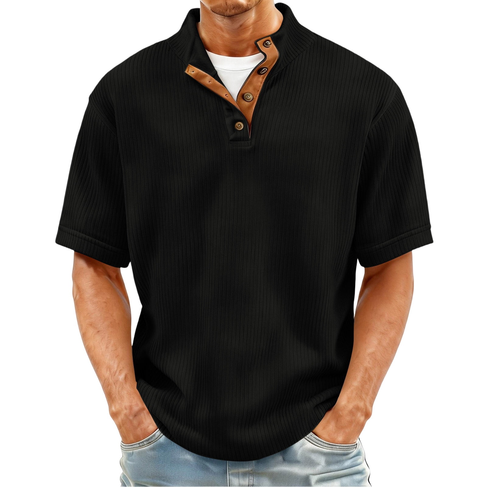 CIENVNSTG Uncle Shirts for Men Fashion Fit Short Sleeve Polo Shirt ...